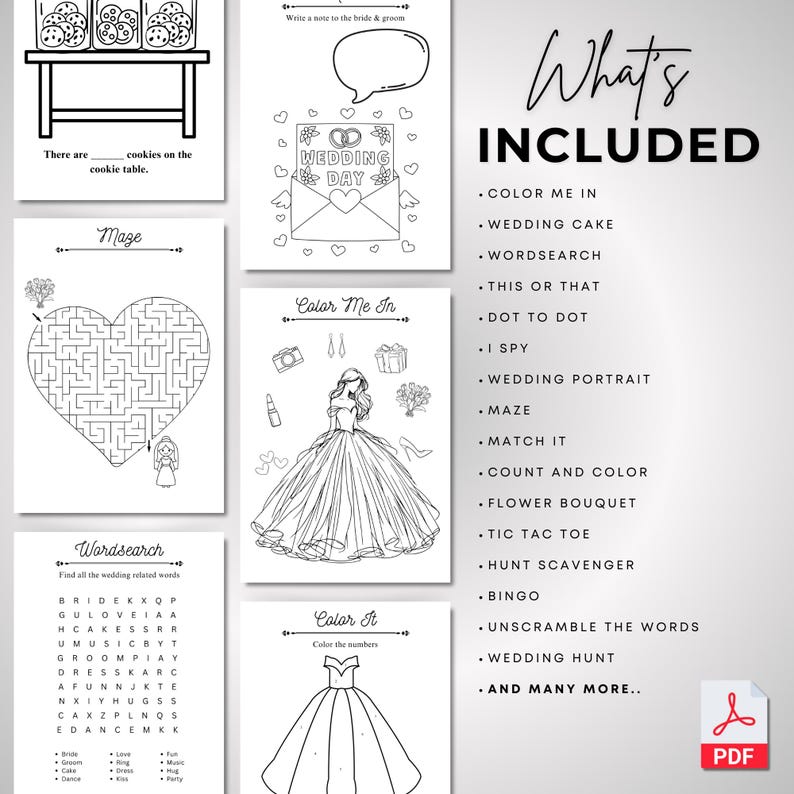 Kids Wedding Activity Book: Printable Games Bundle (digital Download ...
