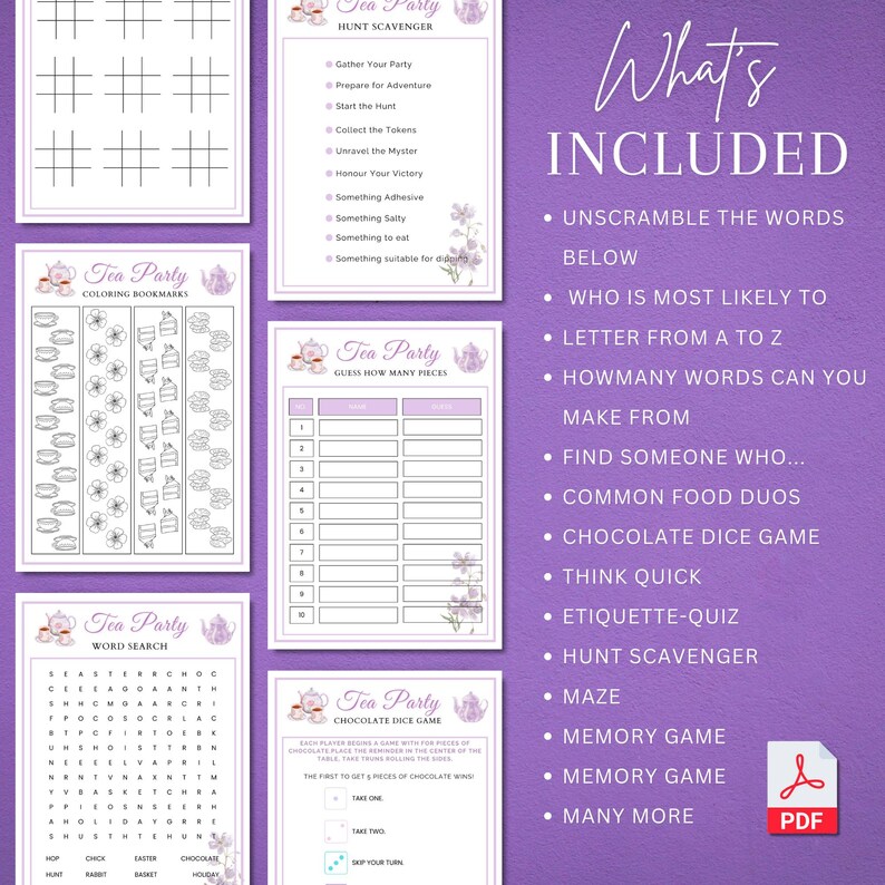 80 Tea Party Games Bundle: Printable Activities (PDF) - Etsy