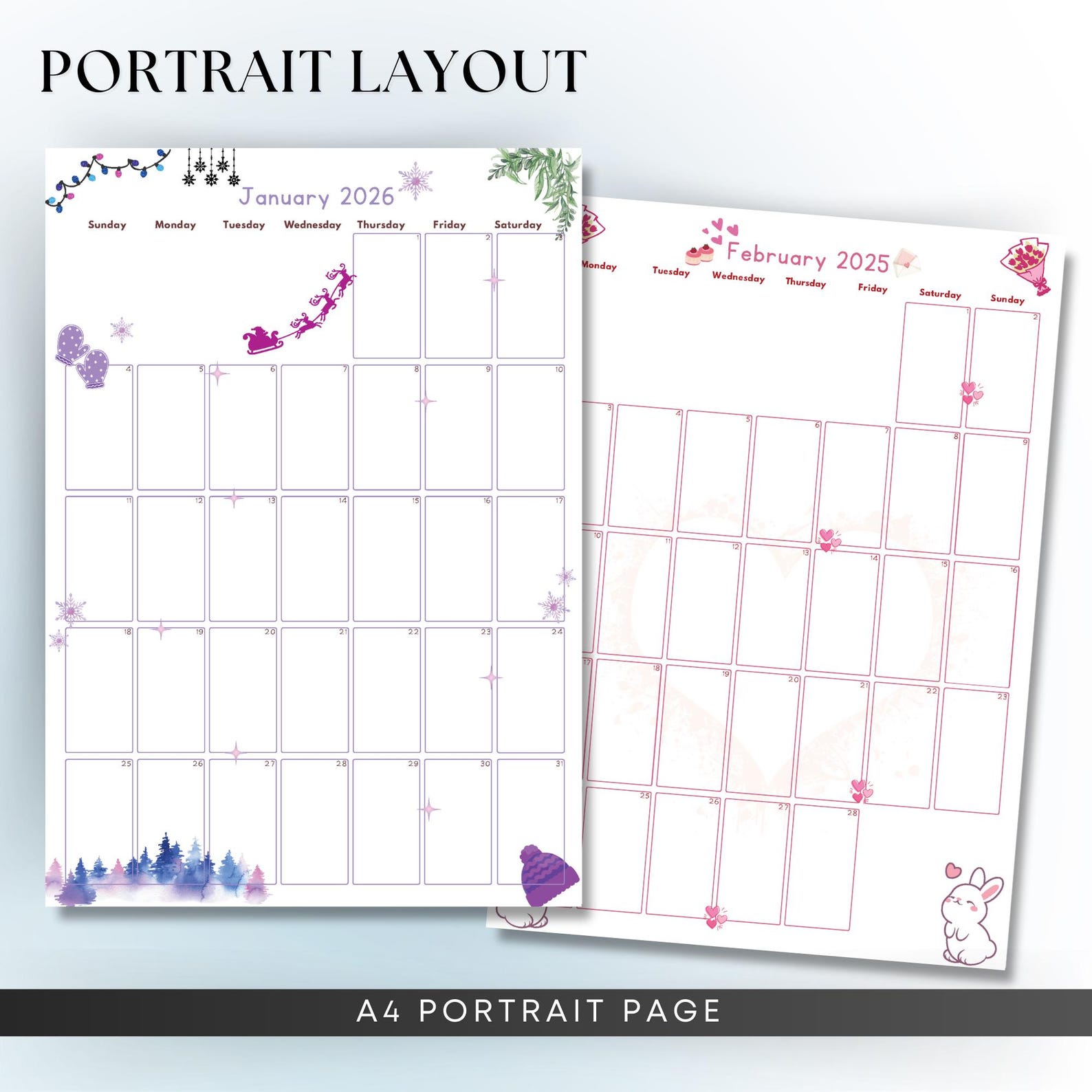 2025 2026 Printable Calendar | Cute Kids Calendar | Editable Yearly ...