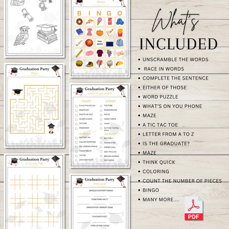 Graduation Party Games Bundle, Printable Activity Sheets, Class of 2026 ...