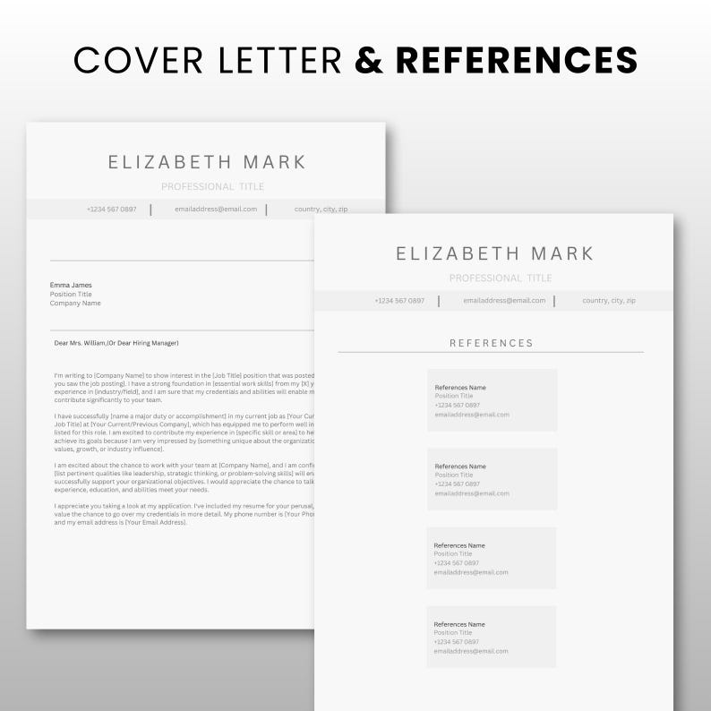 Professional Resume Template: Ats-friendly, Cover Letter, References ...