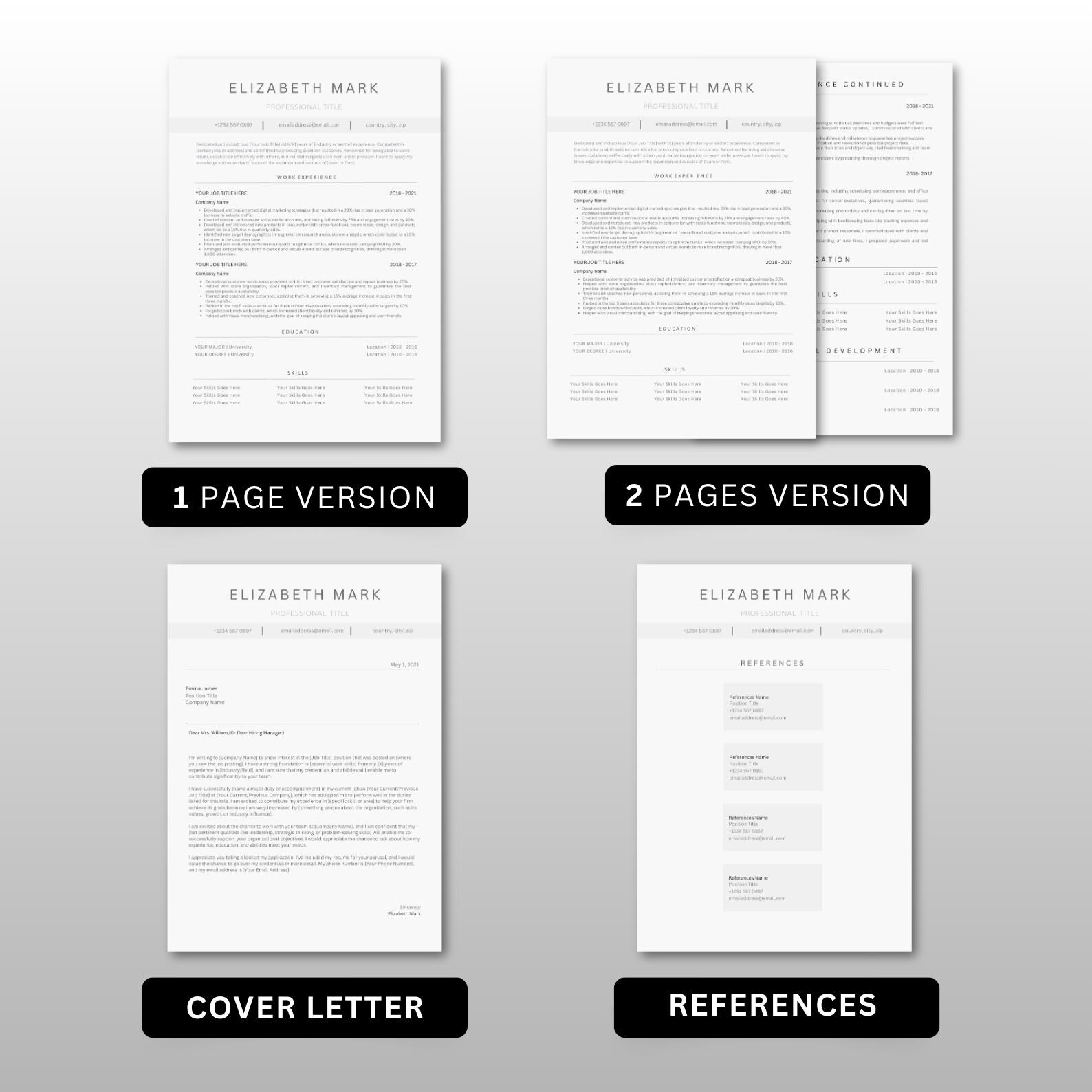 Professional Resume Template: Ats-friendly, Cover Letter, References ...