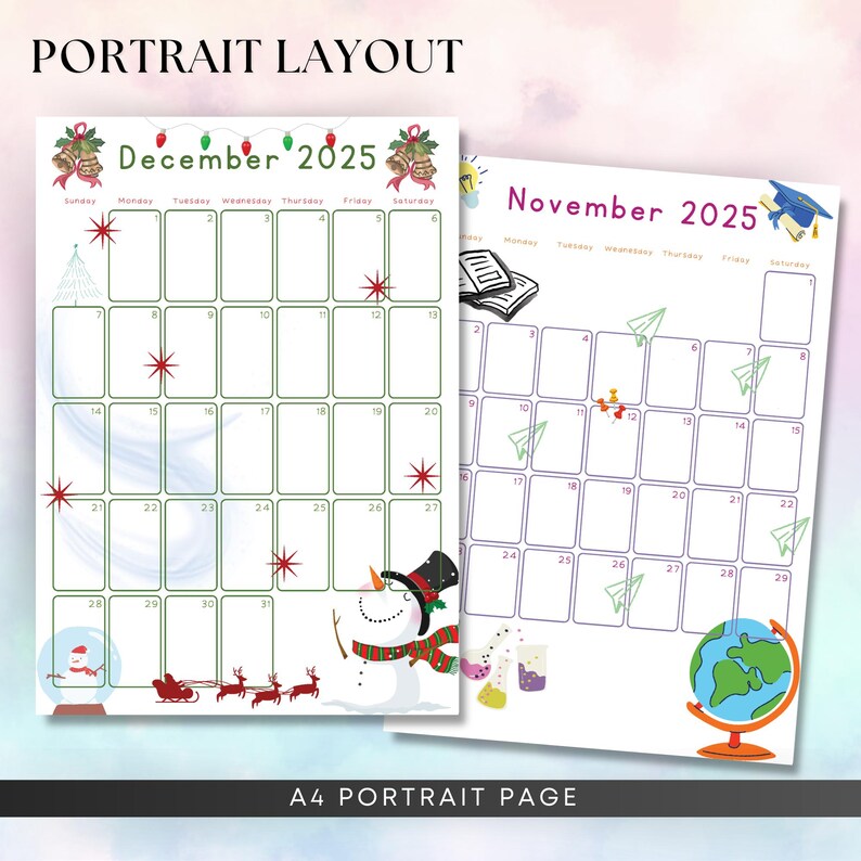 2025 Kids Calendar Printable | A4 & US Letter (PDF) - Etsy