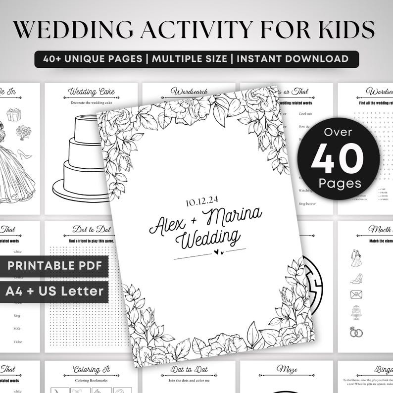 Kids Wedding Activity Book: Printable Games Bundle (digital Download ...