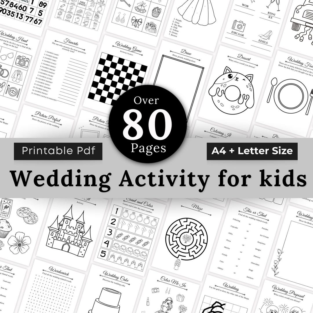 Kids Wedding Activity Book: 80+ Pages of Games & Coloring (printable ...