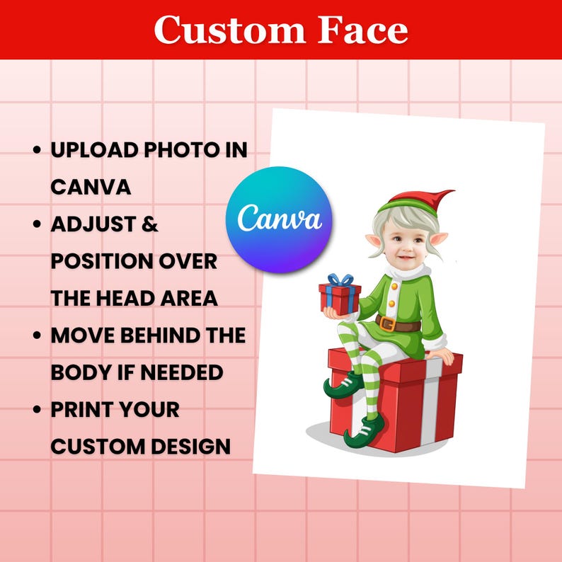 Christmas Add Your Own Photo Face, DIY Elf Yourself PNG Bundle, Elf ...