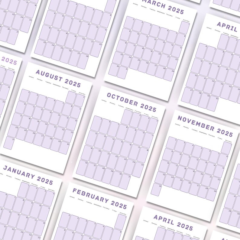 2025 Purple Calendar Printable: A4 & US Letter (PDF) - Etsy