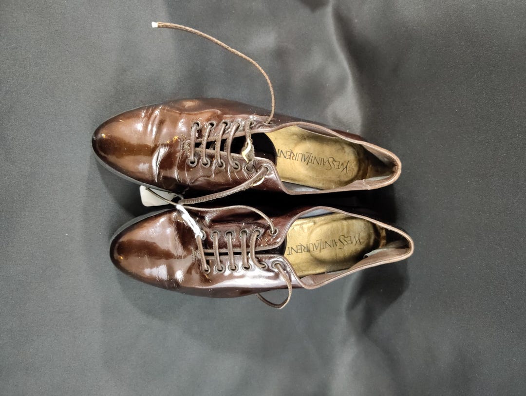 Vintage Yves Saint Laurent YLS Brown Patent Leather Oxford Shoes ...