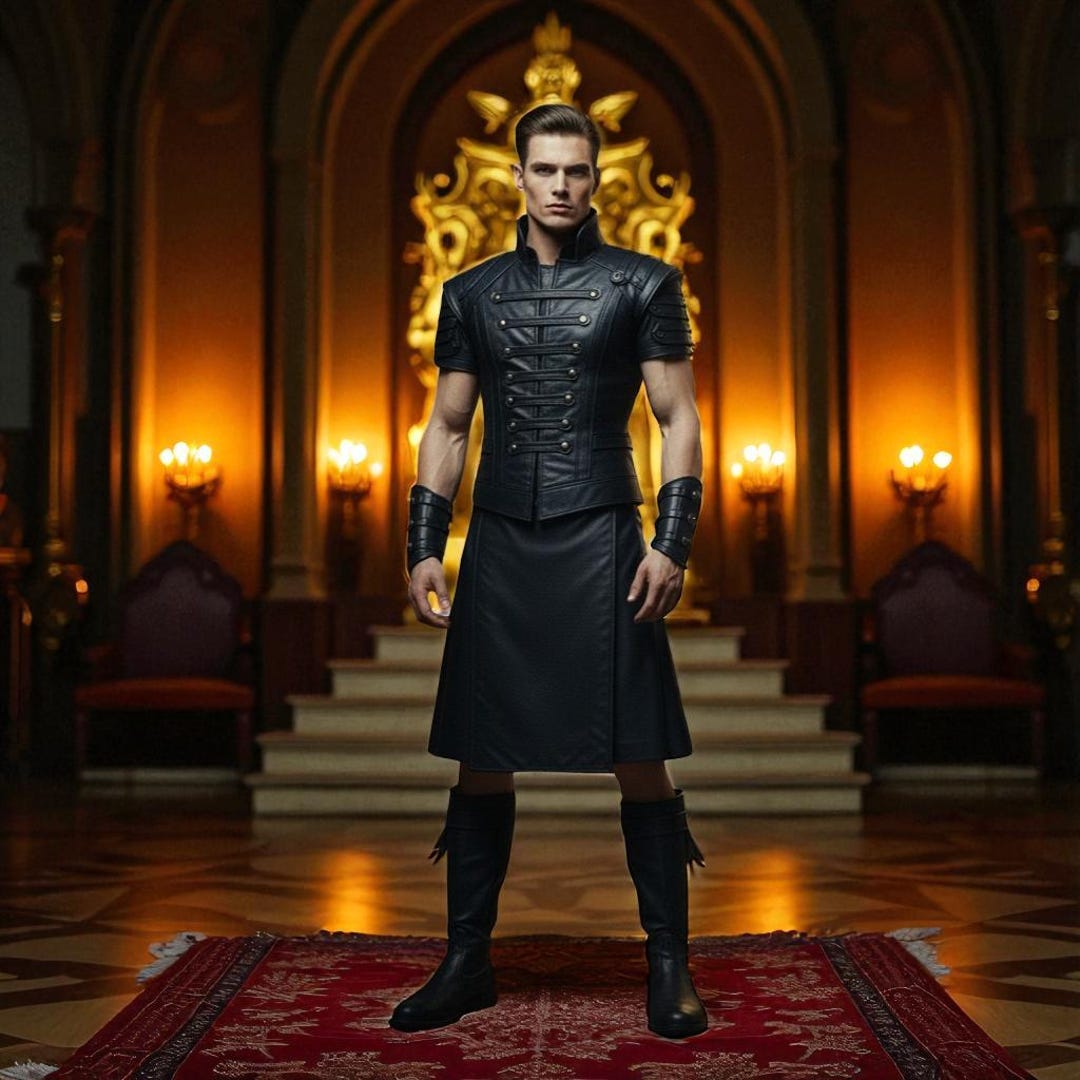 Handmade Navy Leather Kilt Set: Gothic Cosplay Outfit - Etsy