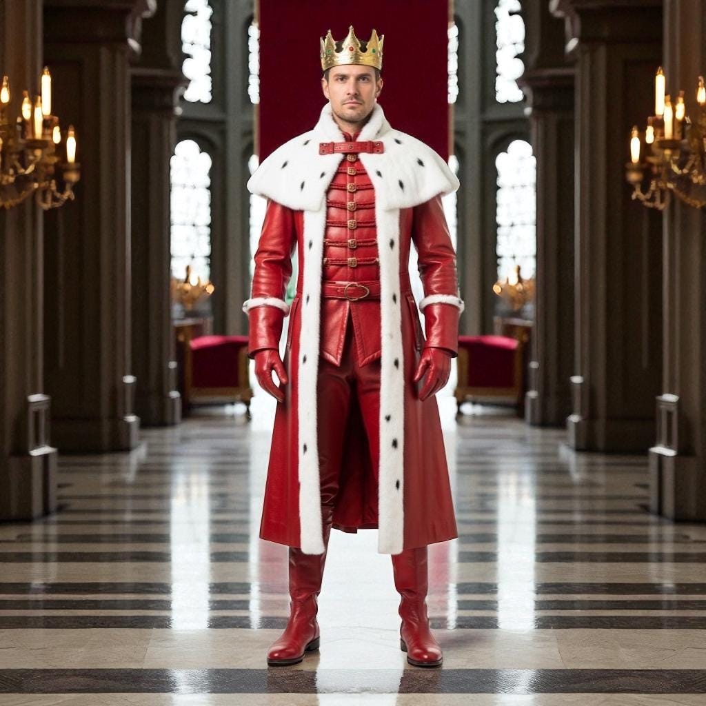 Handmade Red Leather King Costume: Medieval Cosplay Outfit With Faux ...