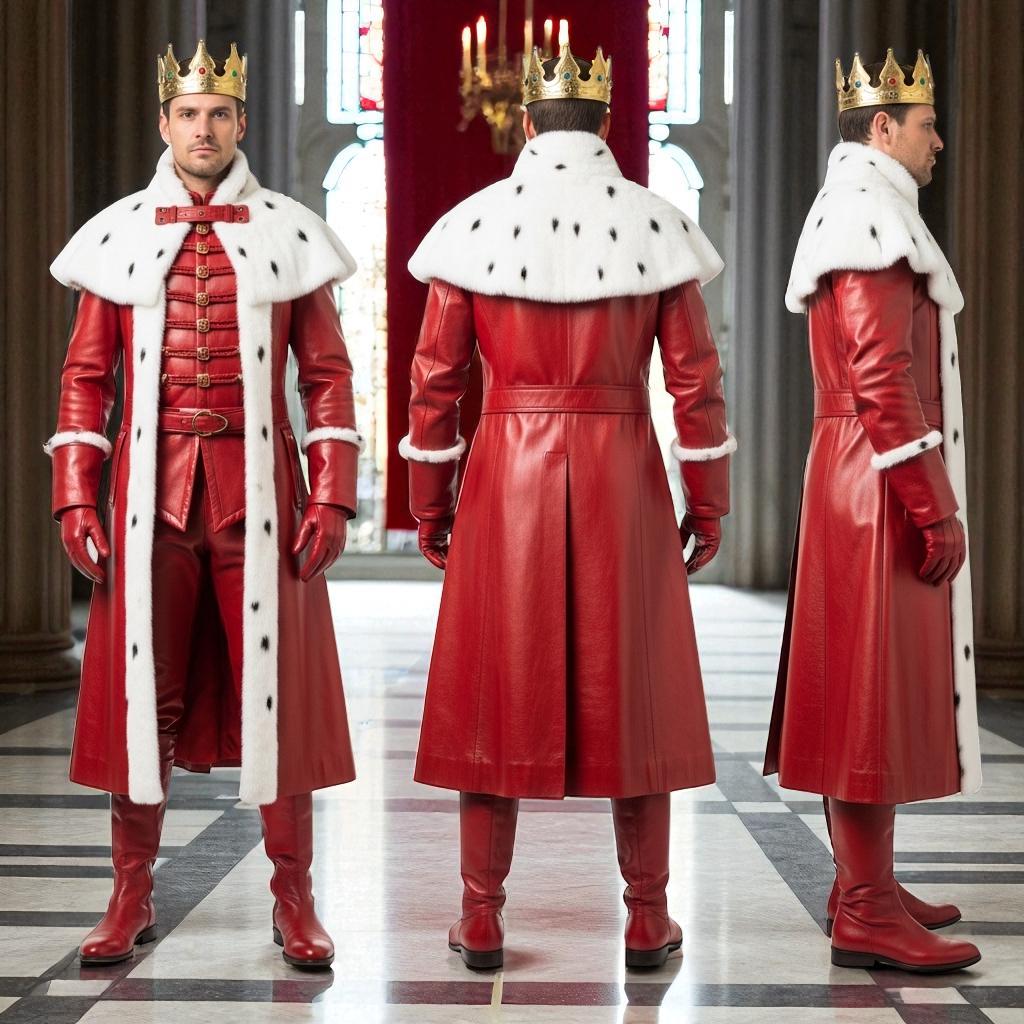 Handmade Red Leather King Costume: Medieval Cosplay Outfit With Faux ...