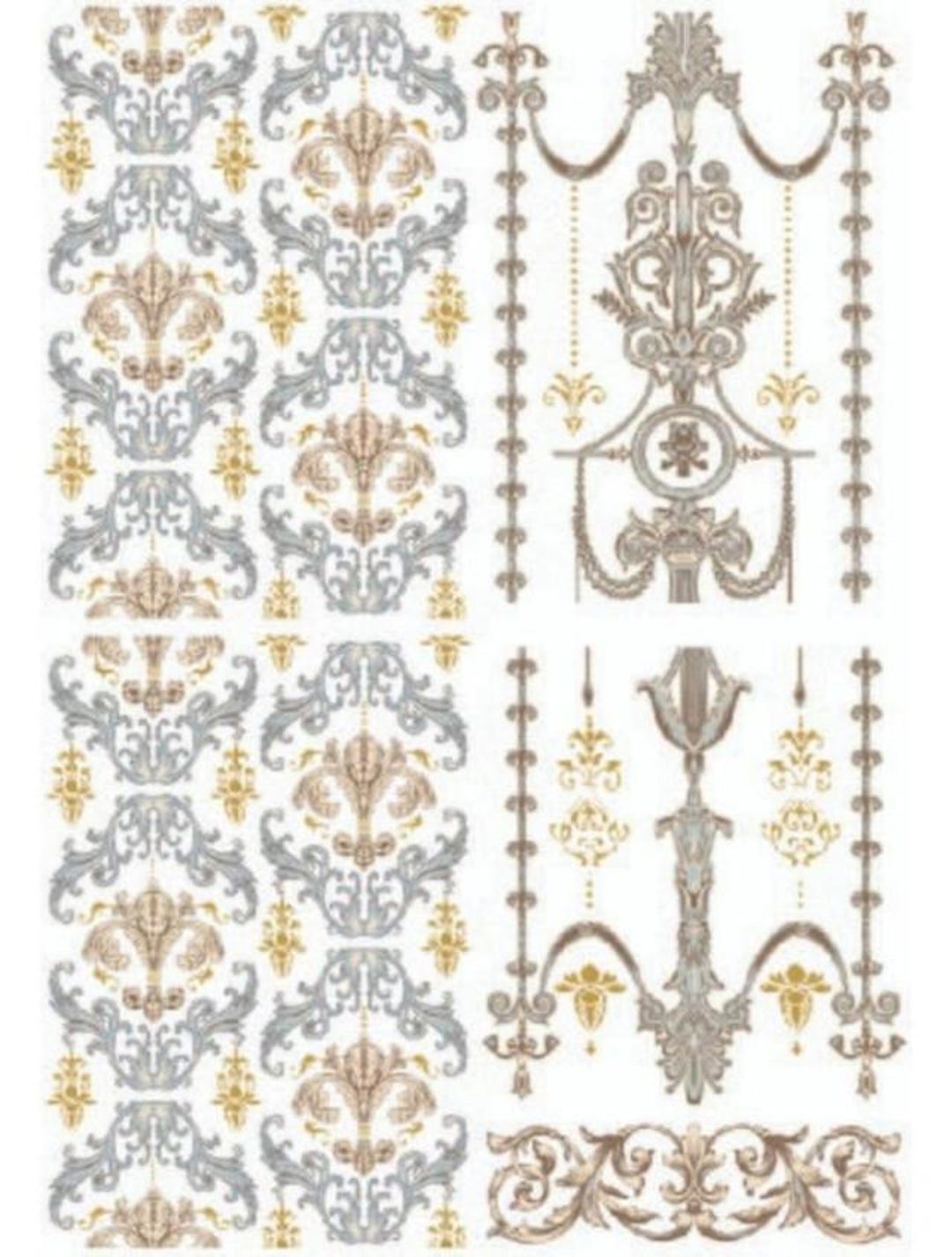 Gilded Damask - Water Slide Transfer - Etsy