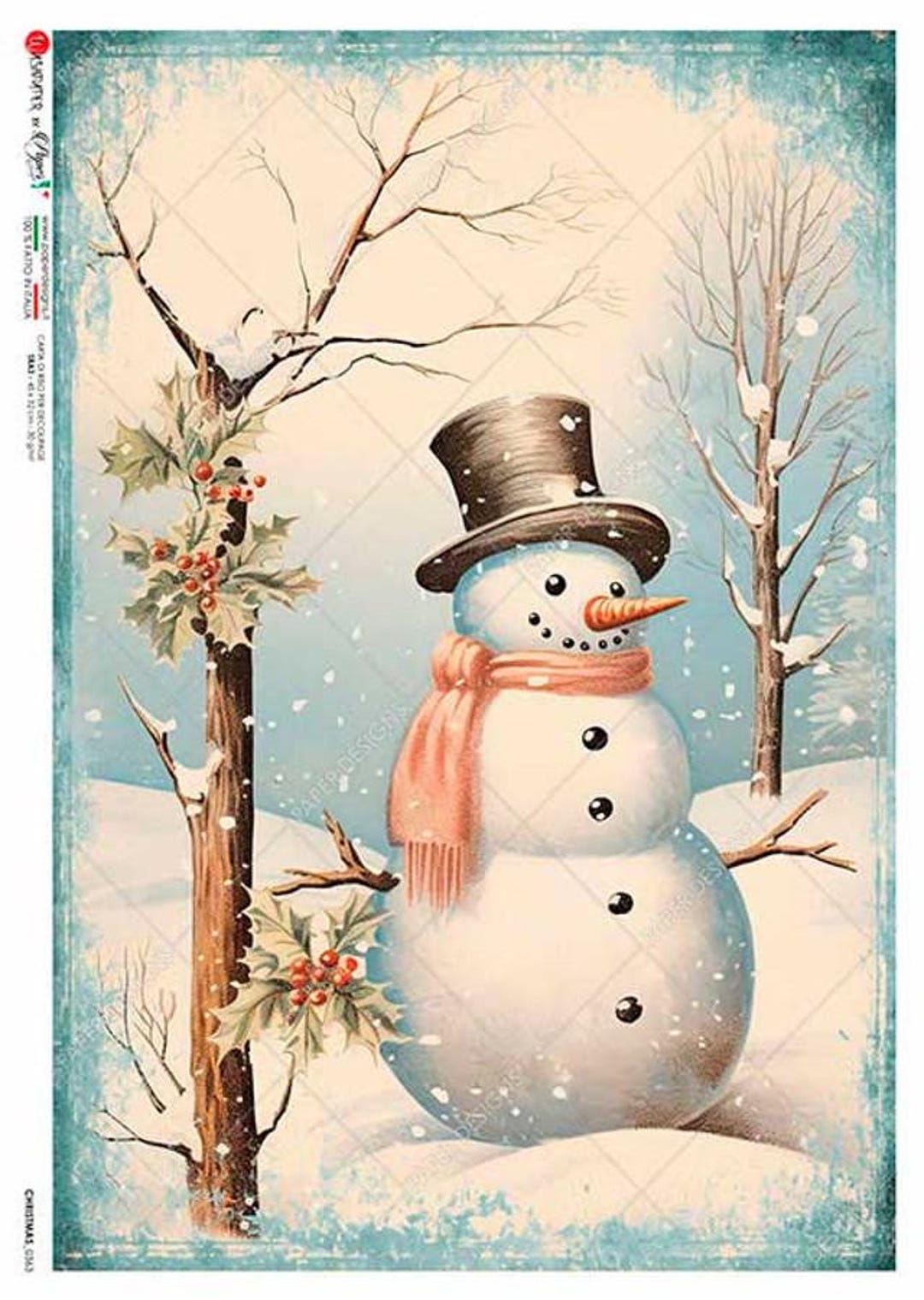 Paper Designs Snowman in Falling Snow - Etsy