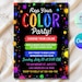 Editable Color Theme Birthday Invitation: DIY Party Invite (5x7 ...