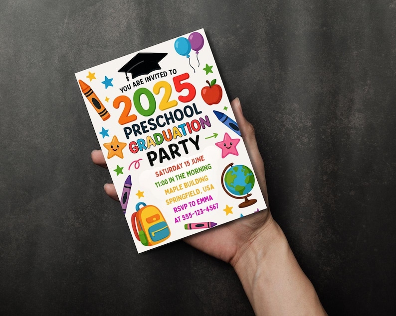 Preschool Graduation Invitation, Pre-k Grad Announcement Card Editable ...