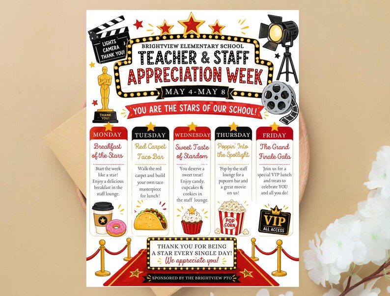 Editable Teacher Appreciation Week Itinerary Poster Teachers & Staff ...