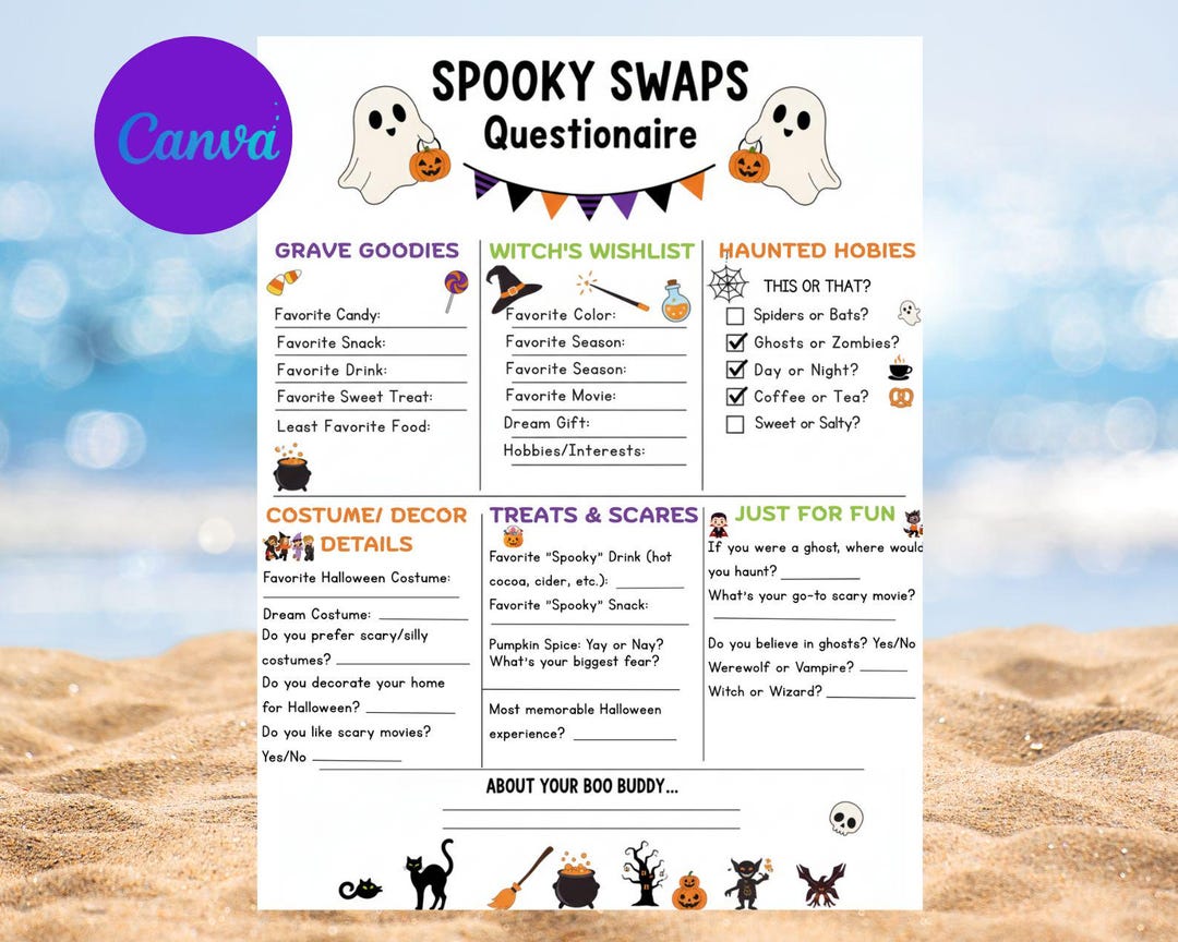 Halloween Questionnaire, Editable Boo Buddy Printable, Boo Basket Gift ...