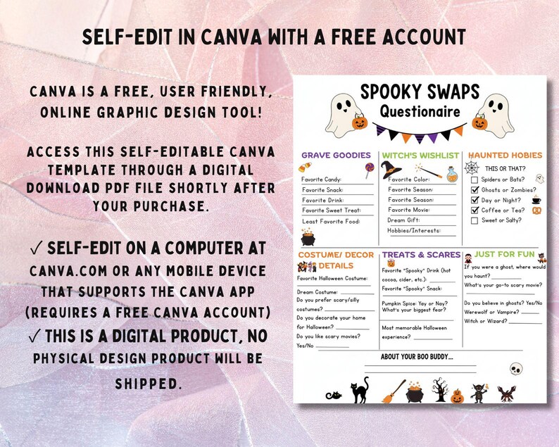 Halloween Questionnaire, Editable Boo Buddy Printable, Boo Basket Gift ...