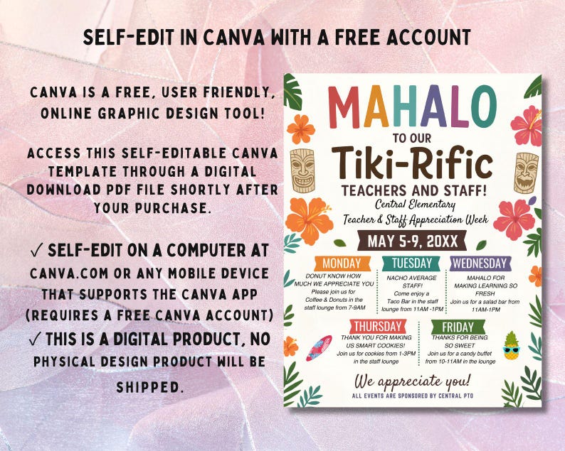 Editable Hawaiian Luau Theme Teacher & Staff Appreciation Theme ...
