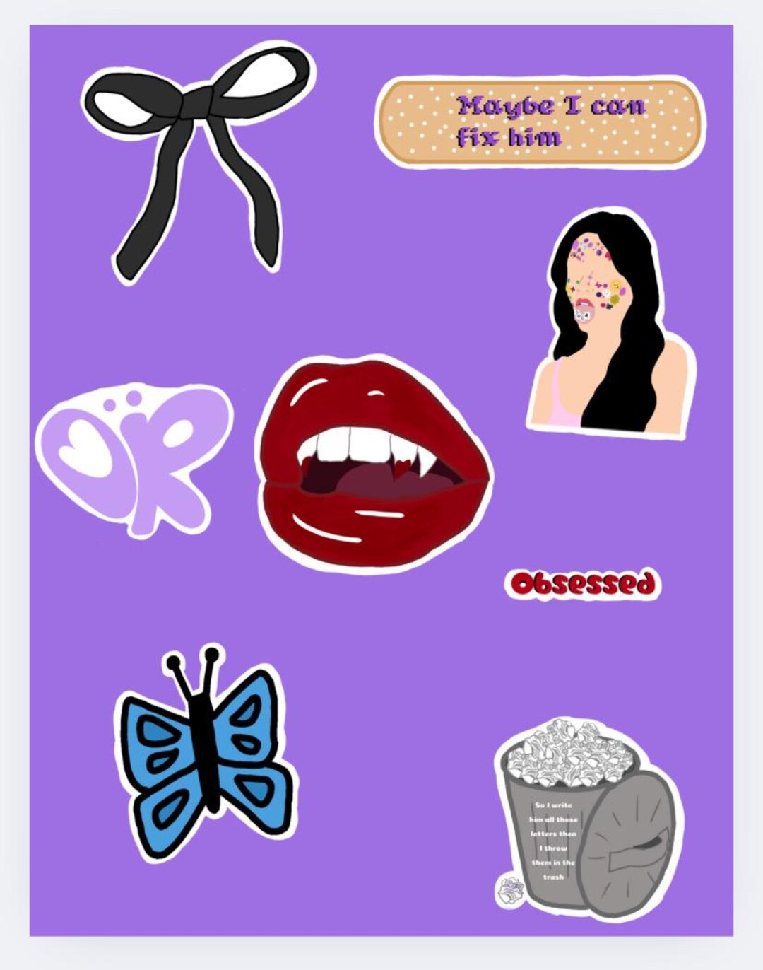 Purple Singer Printable Sticker Sheet - Etsy