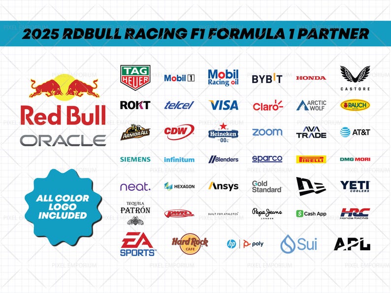 2025 F1 Redbull Racing Logo Sponsor Partners SVG PDF EPS Ai Editable ...