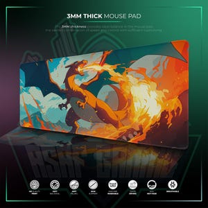 Charizard Fire Blast Gaming Mouse Pad, Pokemon Dragon Desk Mat, Epic ...