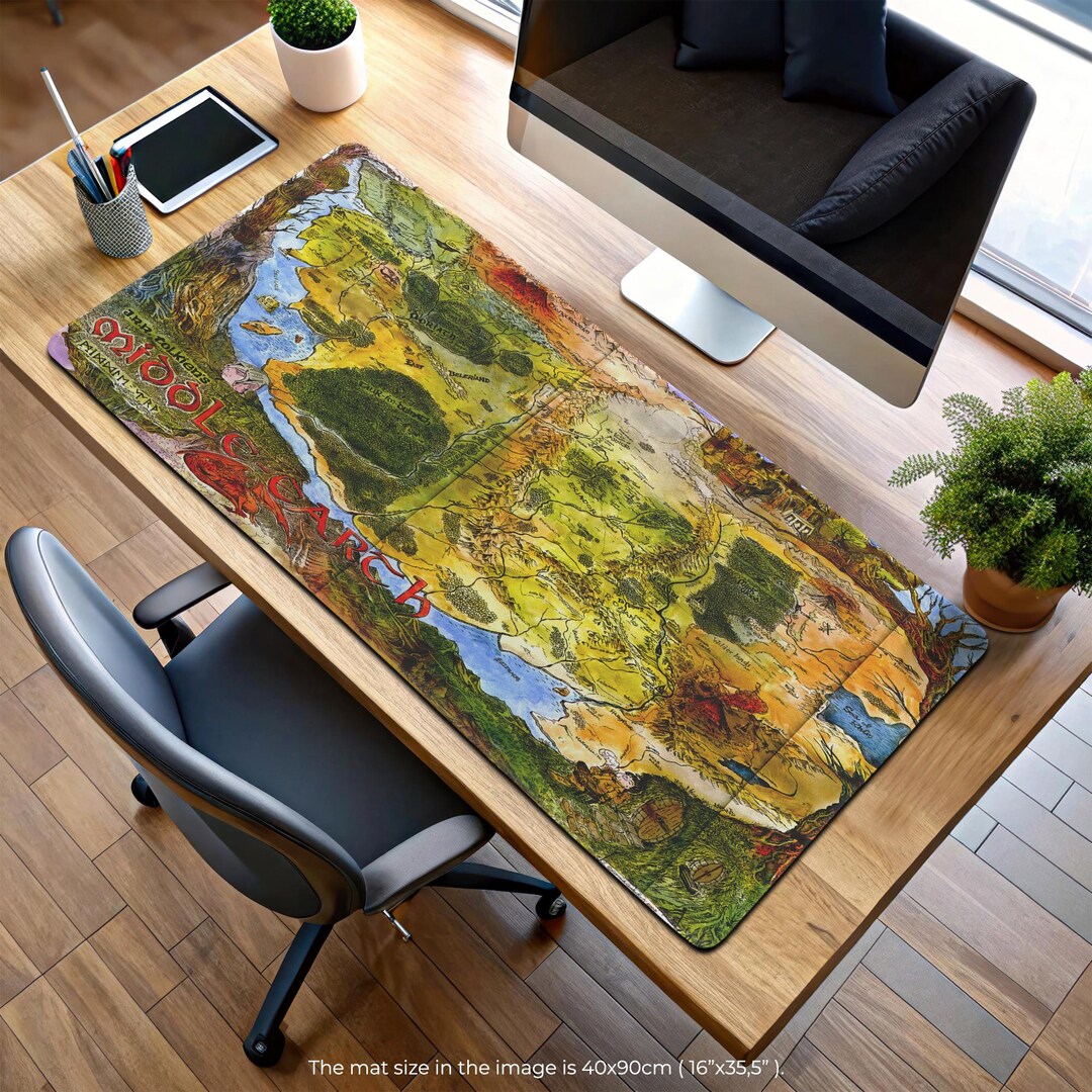 Middle-earth Map Gaming Mouse Pad, LOTR Desk Mat, Tolkien Map Mouse Pad ...