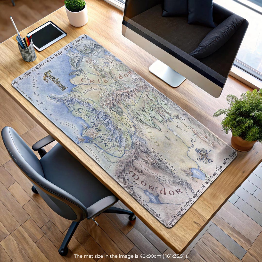 Lord of the Rings Middle-earth Map Mouse Pad, LOTR Desk Mat, Fantasy ...