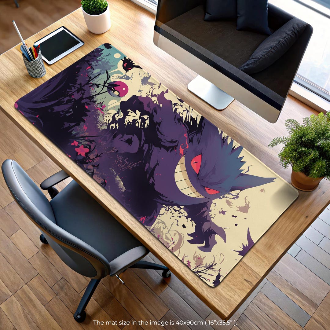 Gengar Shadow Realm Gaming Mouse Pad, Haunted Ghost Pokemon Desk Mat ...