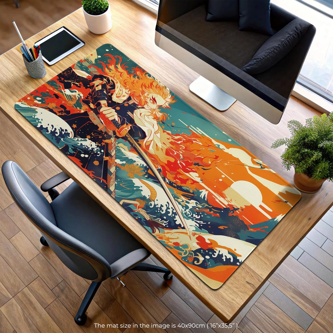 Rengoku Flame Hashira Mouse Pad, Demon Slayer Desk Mat, Kyojuro Rengoku ...
