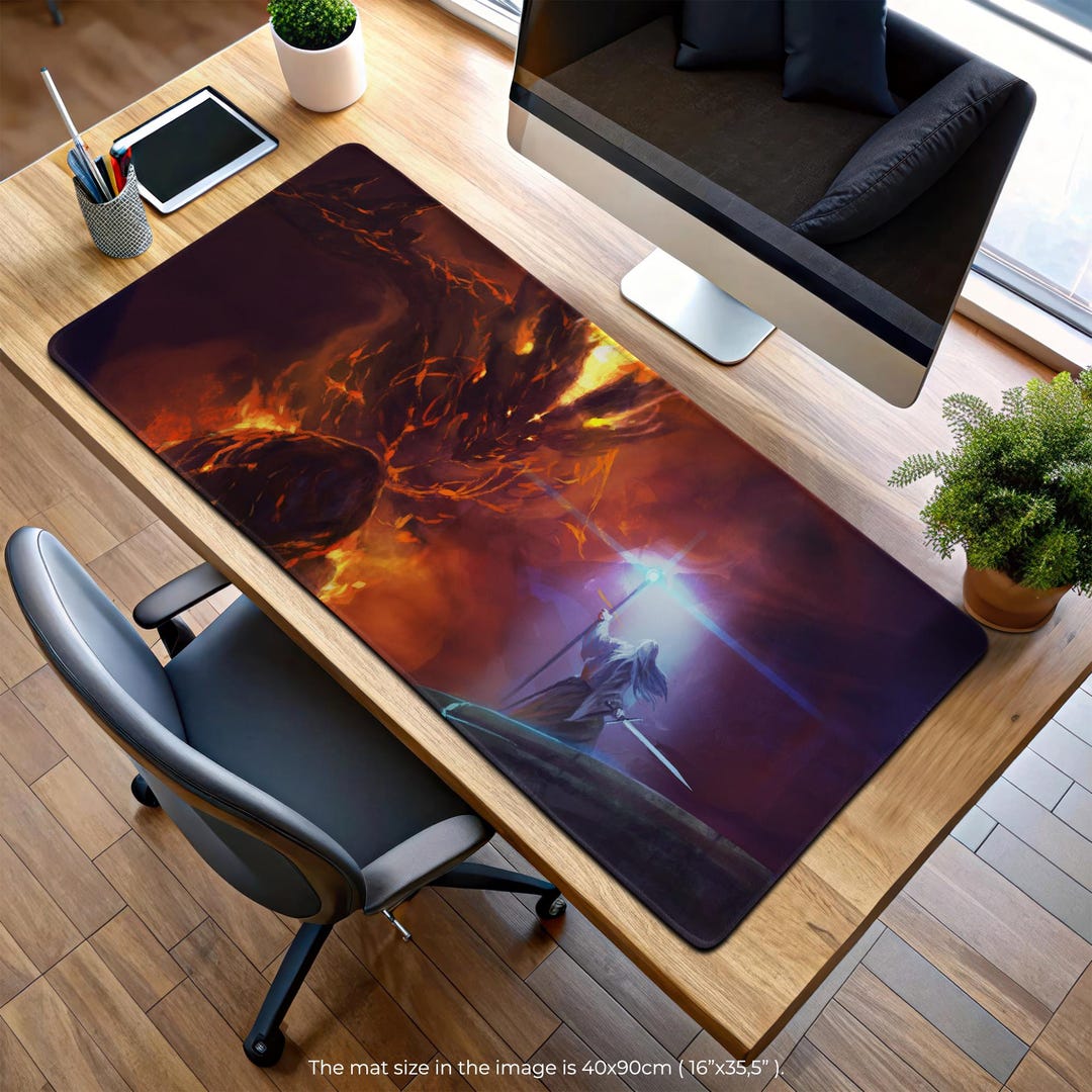 Gandalf Vs Balrog Desk Mat - Epic LOTR Battle Mouse Pad, Fantasy Gaming ...