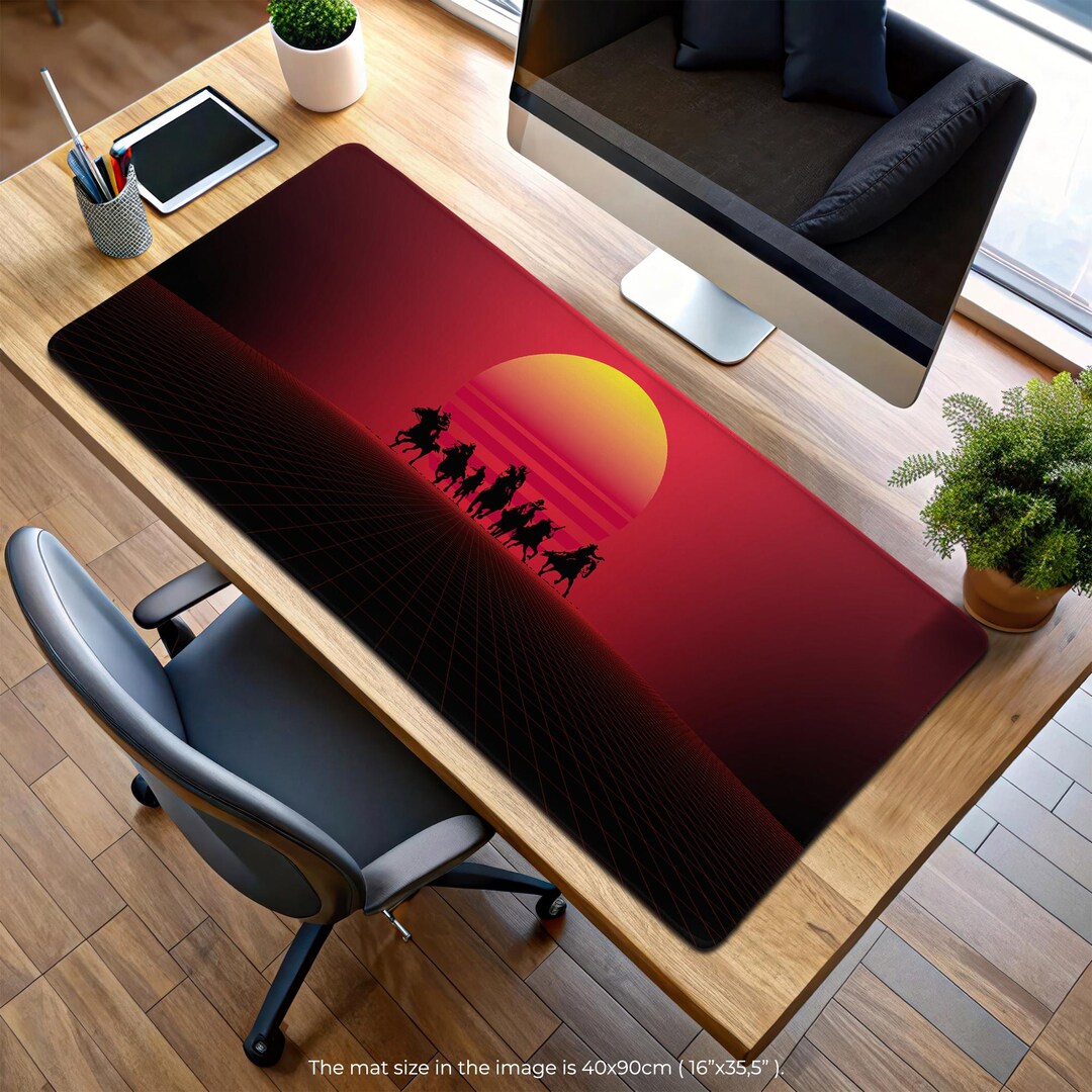 Retro Western Gaming Mouse Pad, Cowboy Sunset Desk Mat, Wild West ...