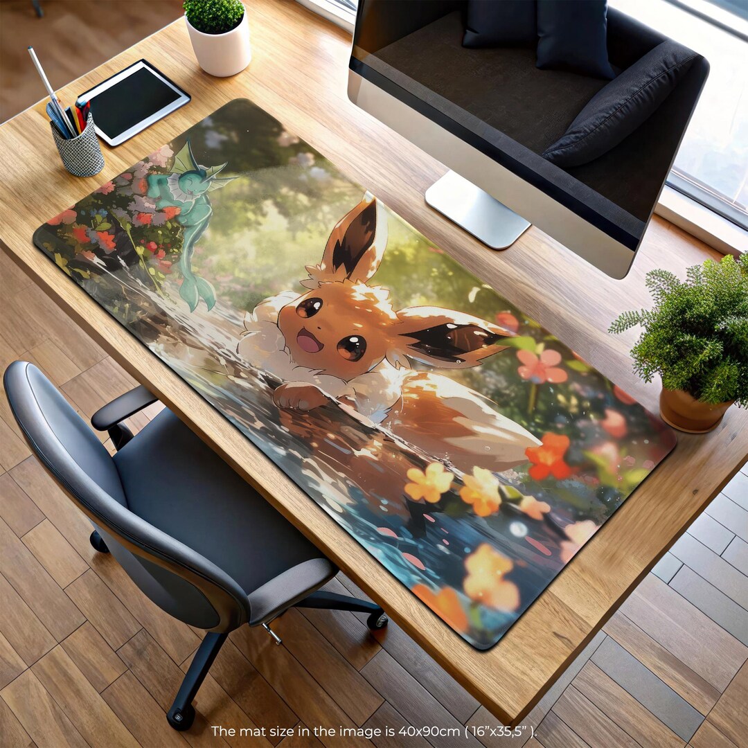 Eevee & Vaporeon Forest Mouse Pad – Cute Pokémon Stream Scene Desk Mat ...