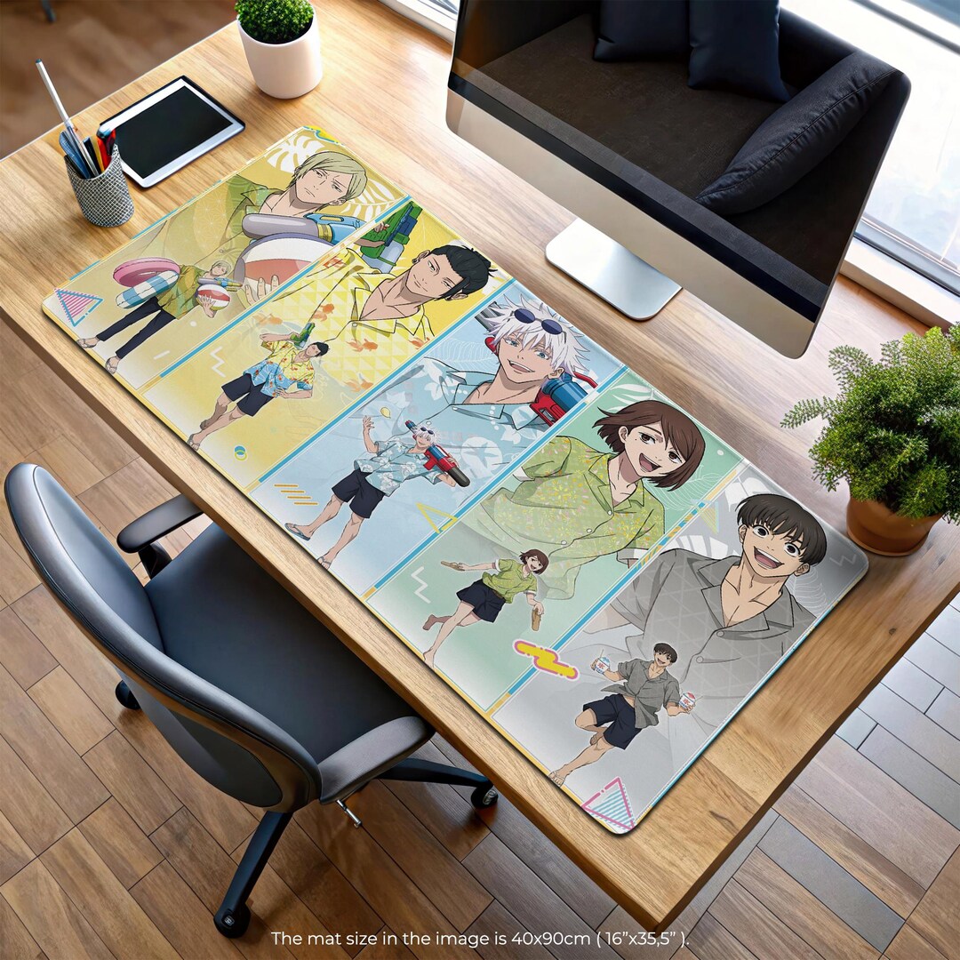 Jujutsu Kaisen Summer Mouse Pad, Gojo, Yuji, and Friends Beach Desk Mat ...