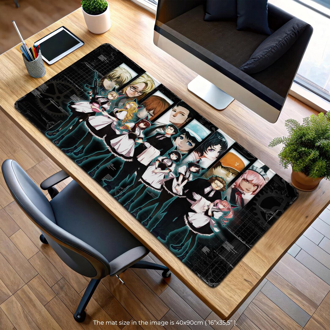 Steins Gate Lab Members Mouse Pad, Futuristic Maid Cafe Desk Mat, Anime ...