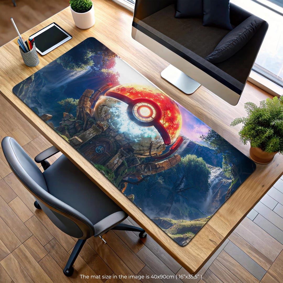 Epic Pokeball Gaming Mouse Pad, Pokemon Fantasy Desk Mat, Adventure ...