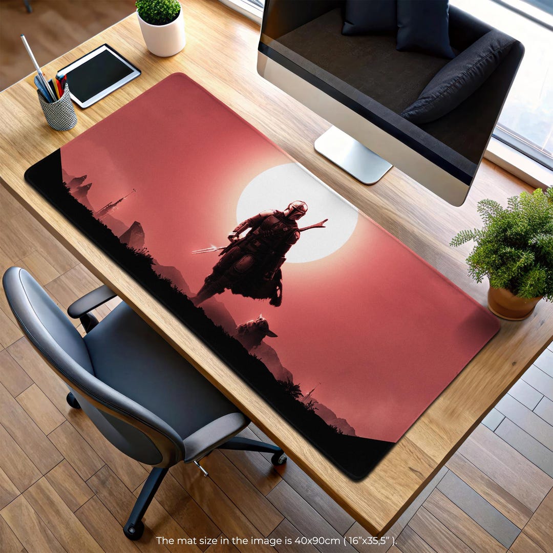 The Mandalorian Gaming Mouse Pad, Star Wars Desk Mat, Grogu and Mando ...
