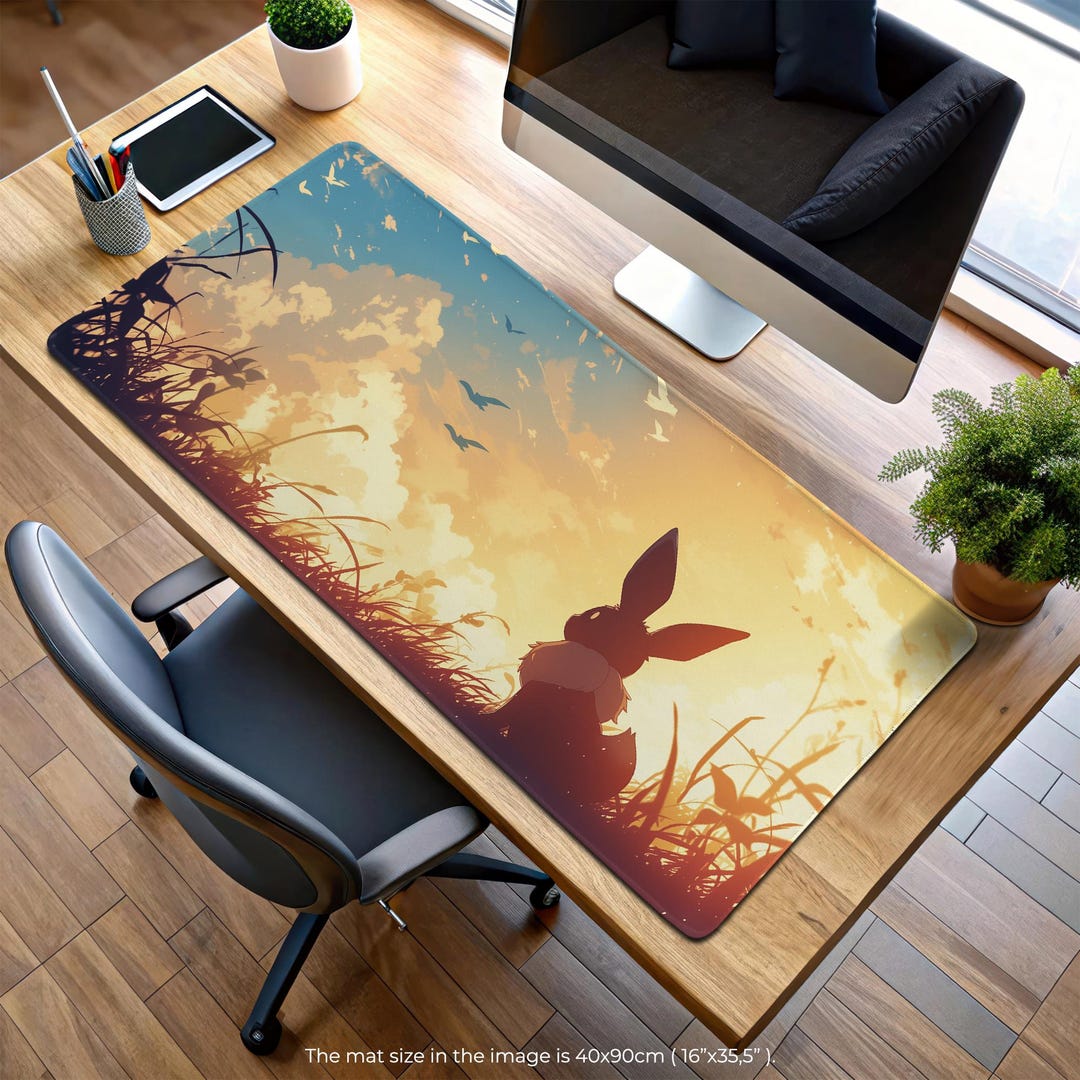 Eevee Sunset Gaming Mouse Pad, Tranquil Pokemon Desk Mat, Scenic Eevee ...