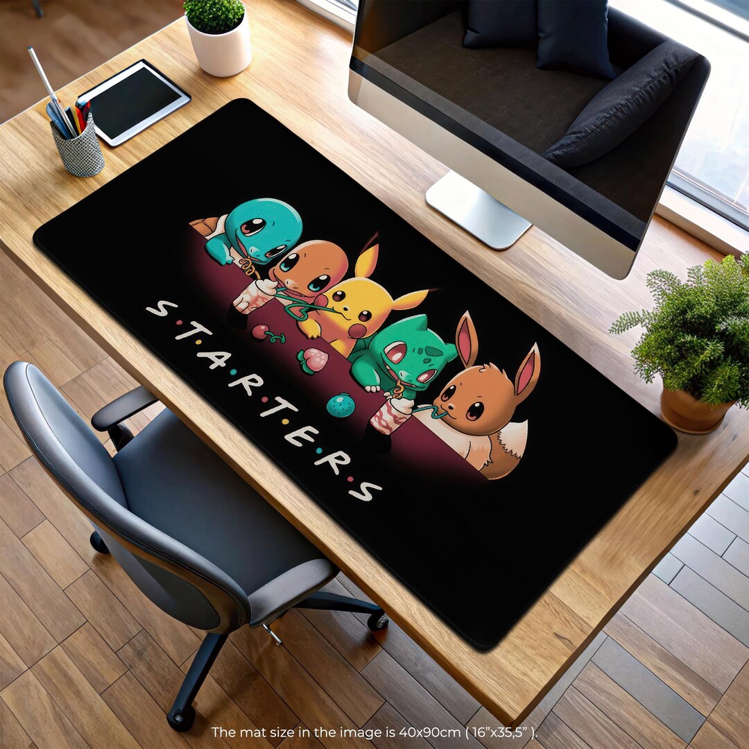 Pokemon Starters Gaming Mouse Pad, Pikachu Bulbasaur Desk Mat, Cute ...