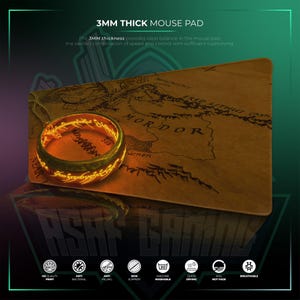 Lord of the Rings Middle-earth Map Mouse Pad - One Ring Gaming Desk Mat ...