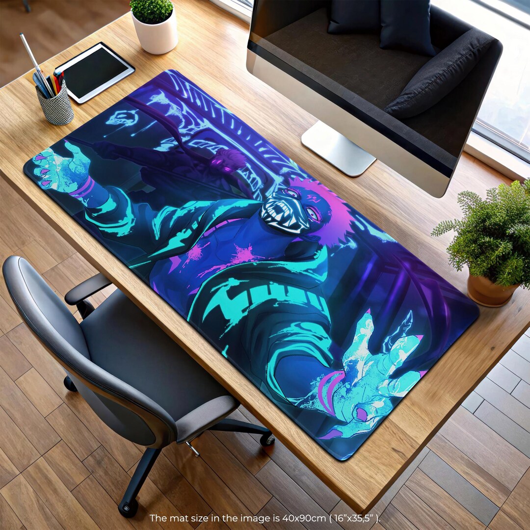 Jujutsu Kaisen Gaming Desk Mat, Sukuna Anime Mouse Pad, Neon Cursed ...