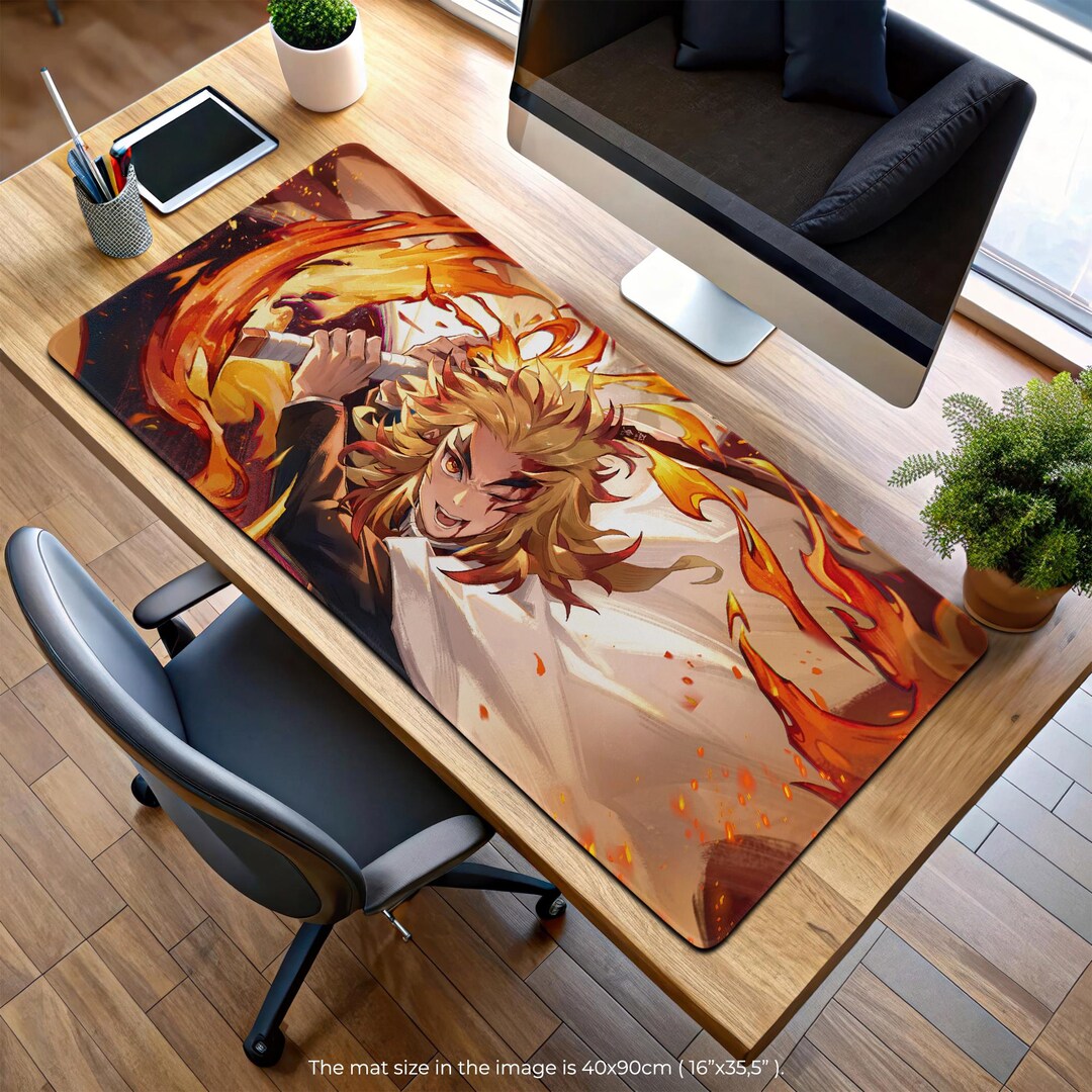 Rengoku Gaming Mouse Pad, Demon Slayer Desk Mat, Flame Hashira Anime ...