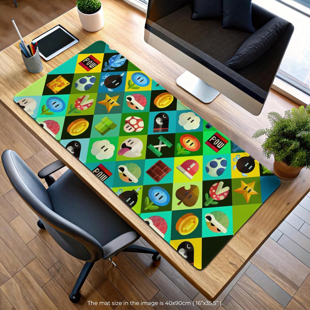 Super Mario Power-ups Gaming Mouse Pad, Mushroom Kingdom Desk Mat ...