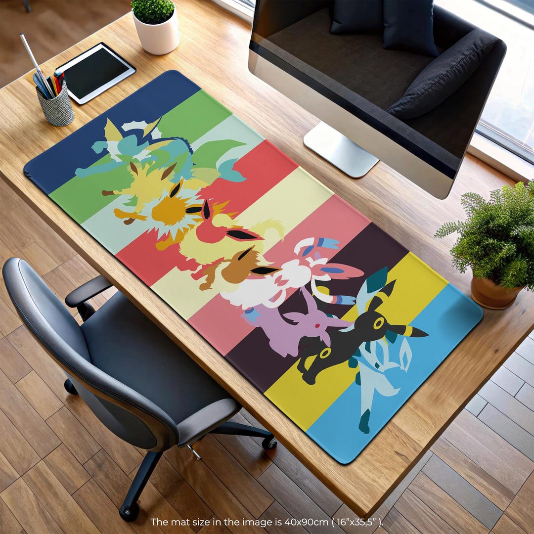 Eeveelution Silhouette Gaming Mouse Pad, Eevee Evolutions Desk Mat ...