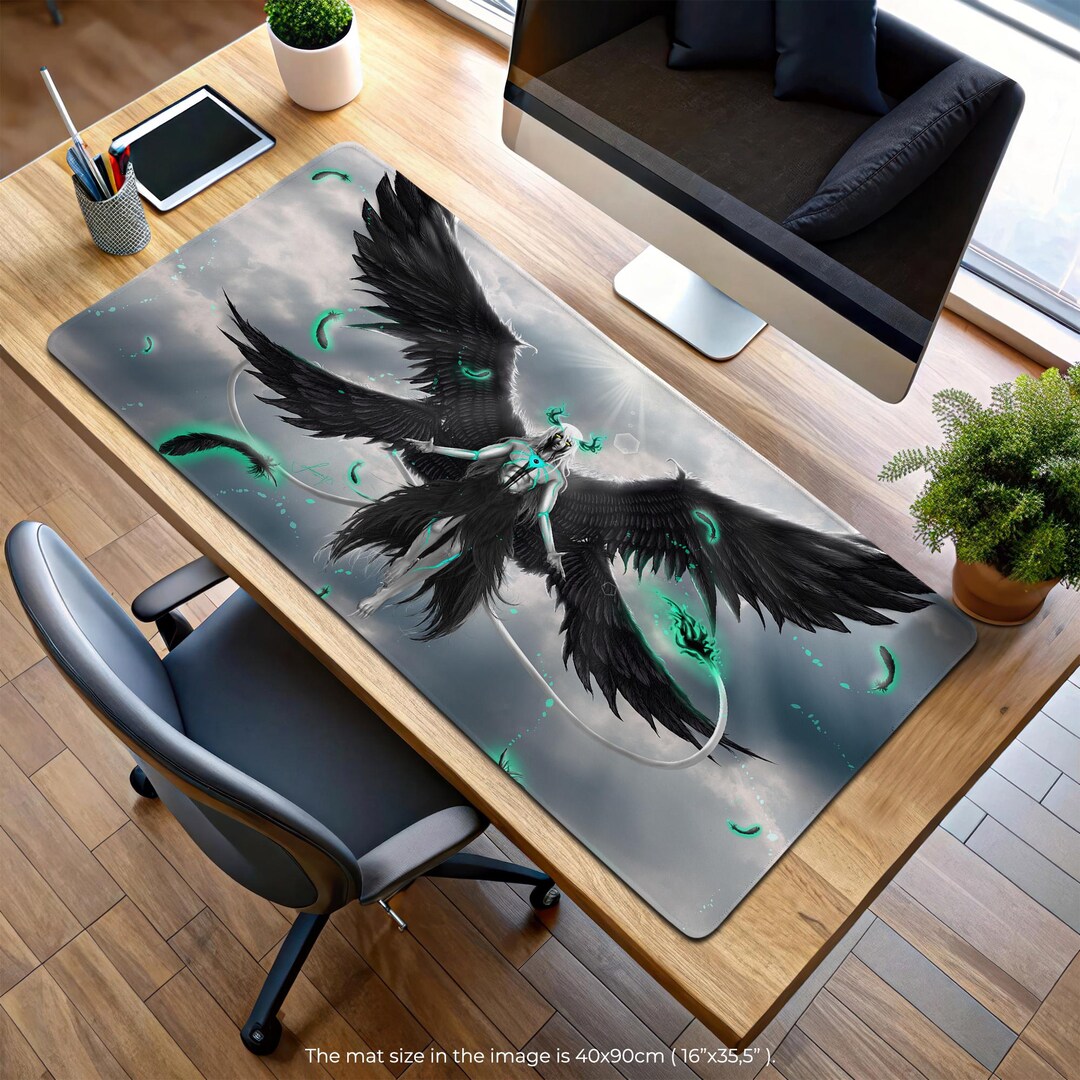 Bleach Final Form Ichigo Gaming Desk Mat, Angelic Black Wings Mouse Pad ...