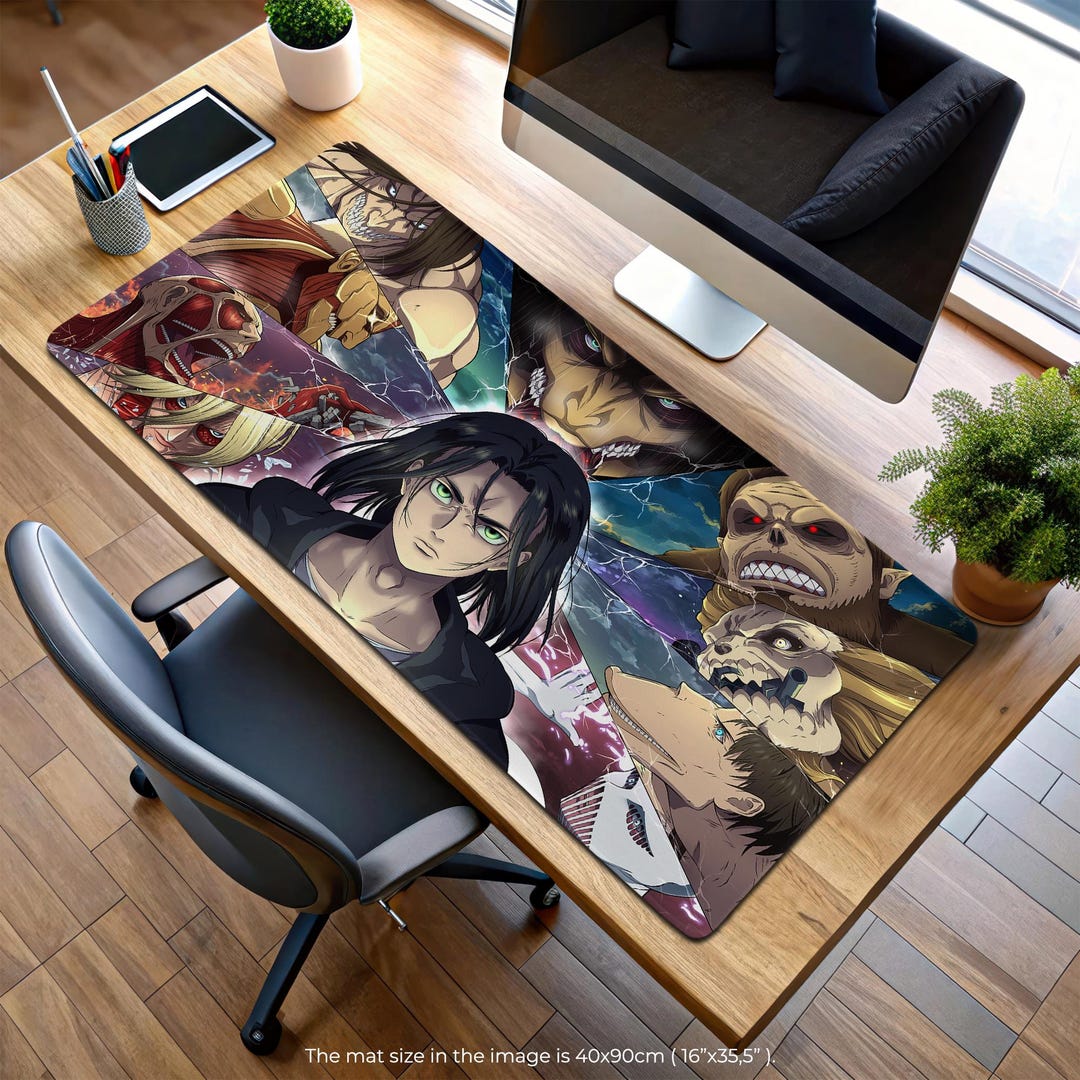 Attack on Titan Gaming Mouse Pad, Eren Yeager and Titans Desk Mat, AOT ...