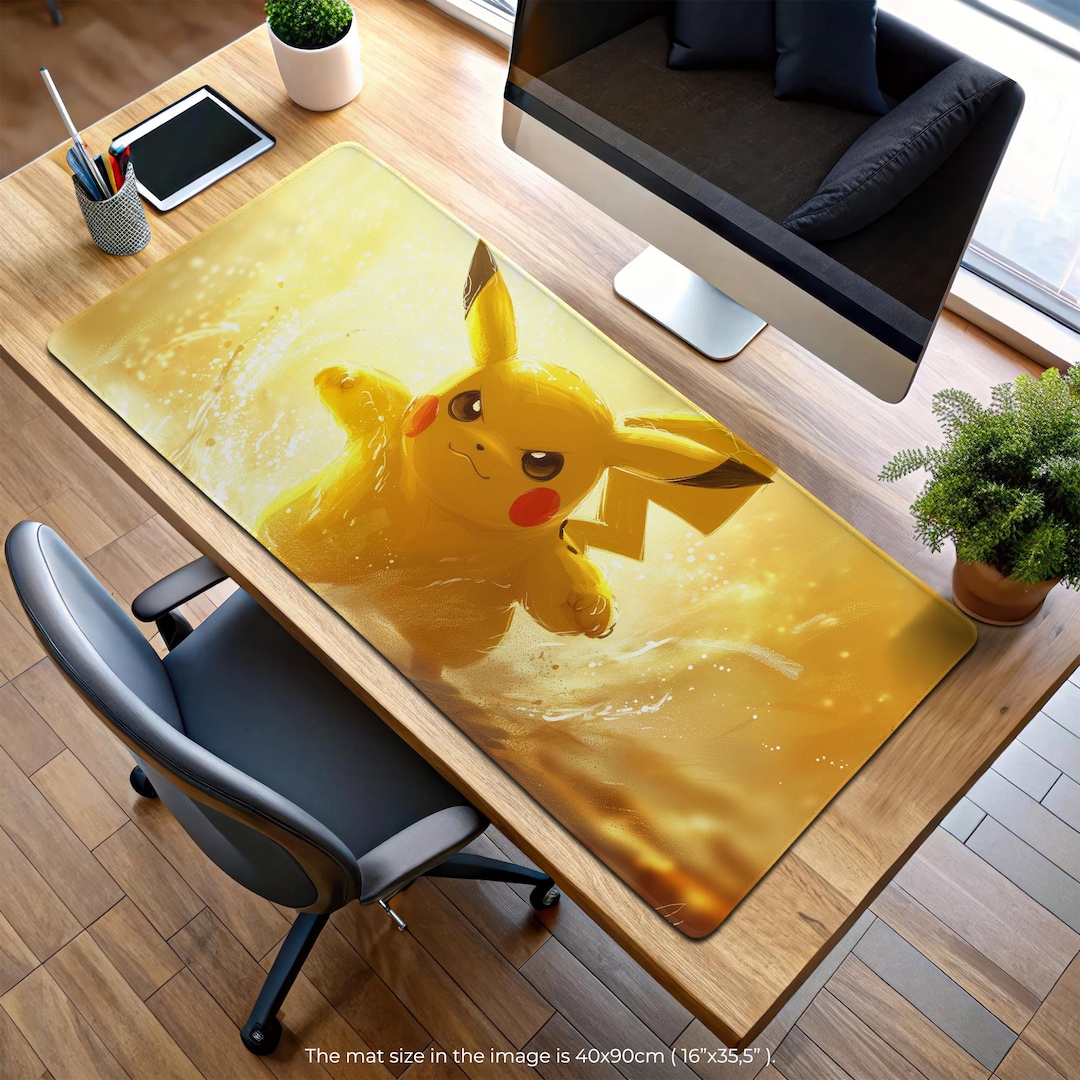 Pikachu Gaming Mouse Pad, Pokemon Desk Mat, Yellow Lightning Mousepad ...