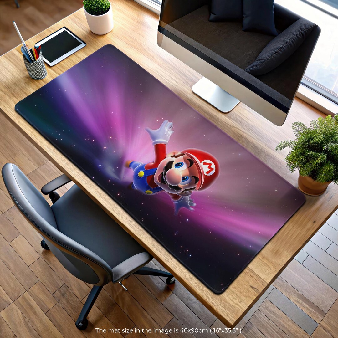 Super Mario Galaxy Desk Mat - Mario Flying Through Space, Cosmic Gaming ...