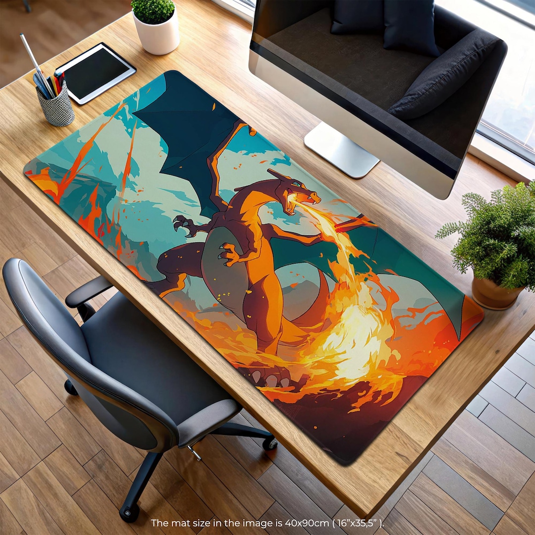Charizard Fire Blast Gaming Mouse Pad, Pokemon Dragon Desk Mat, Epic ...
