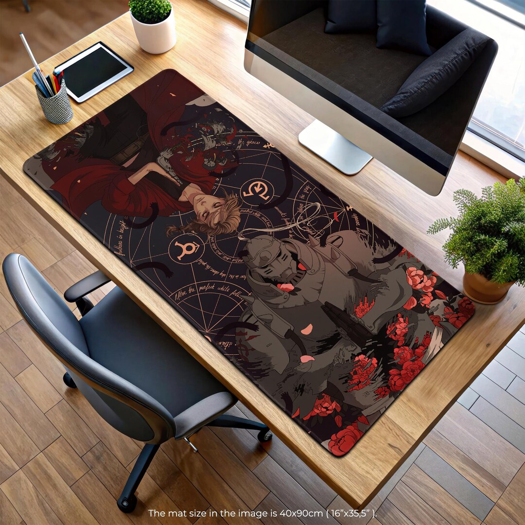 Fullmetal Alchemist Aesthetic Gaming Mouse Pad, Edward & Alphonse Desk ...